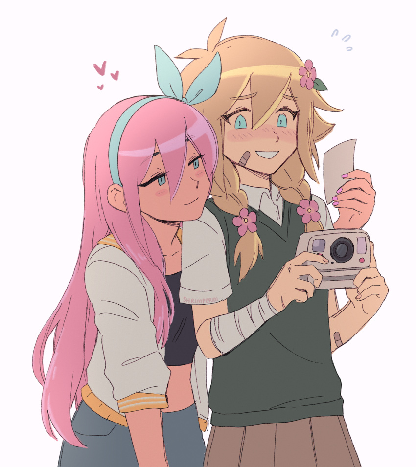 Safebooru - 2girls antenna hair aqua eyes aqua hairband aubrey (faraway) (omori) aubrey (omori ...