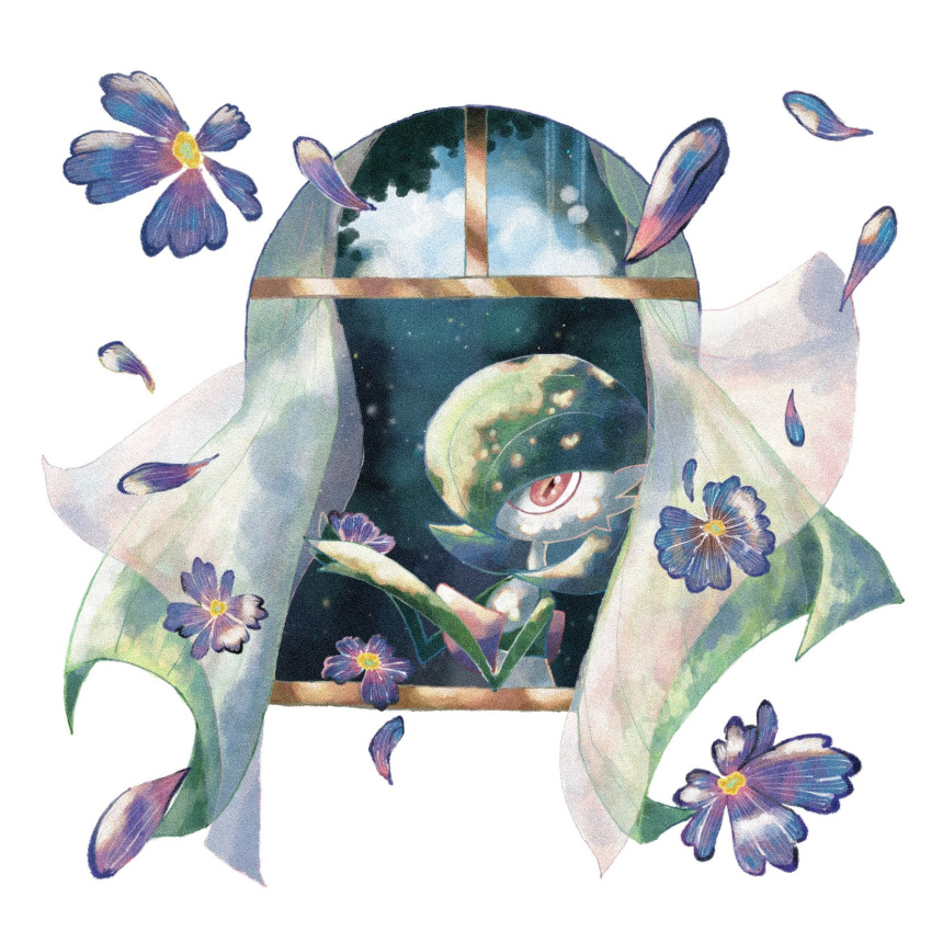 Safebooru - bob cut colored skin curtains falling petals flower fukyo ...