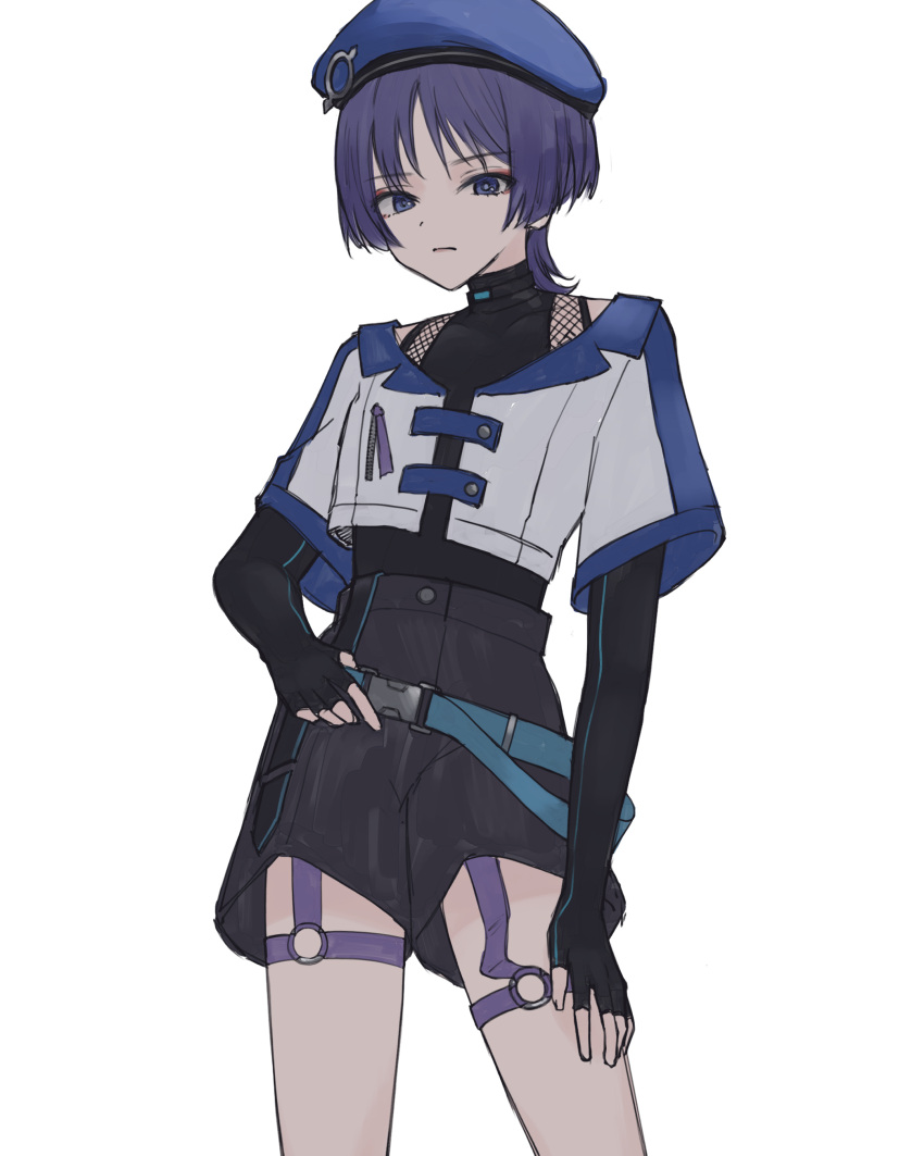 Safebooru - 1boy absurdres alternate costume aqua belt arm at side belt buckle beret black ...