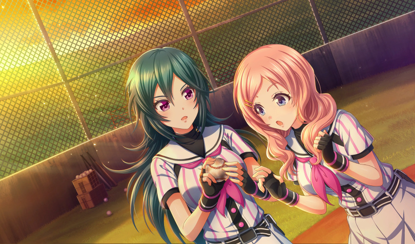 Safebooru - 2girls ball baseball (object) baseball bat baseball field ...