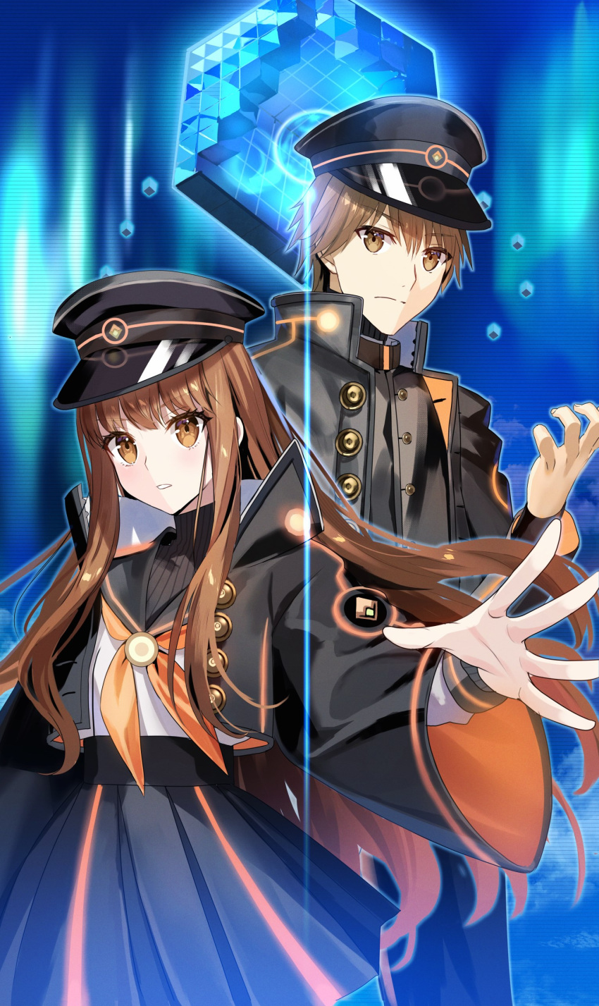 Safebooru - 1boy 1girl absurdres black jacket black pants black skirt brown eyes brown hair fate ...
