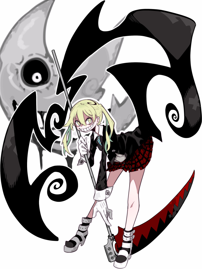 Safebooru - 1girl absurdres blonde hair crescent moon evil smile gloves ...