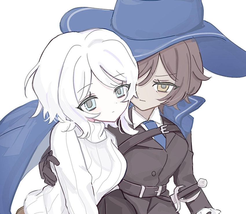 Safebooru - 2girls 9 wapuwapu black jacket blue eyes blue hat blue ...