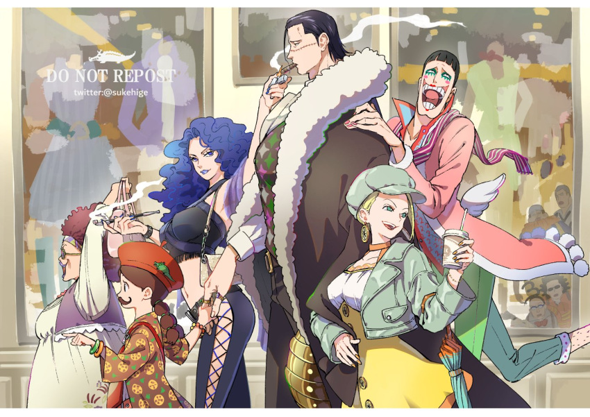 Safebooru - 4girls bag bananawani (one piece) black pants blue eyes ...