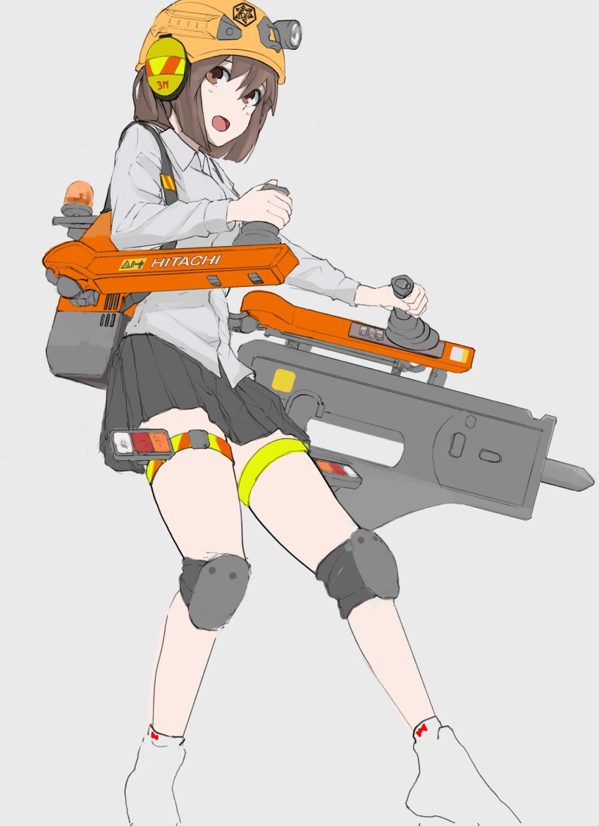 Safebooru - 1girl black skirt bob cut brown eyes brown hair ch2haya p dot nose dress shirt ear ...