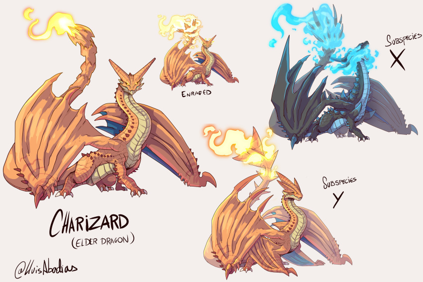 Safebooru - absurdres blue fire charizard claws dragon dragon horns ...