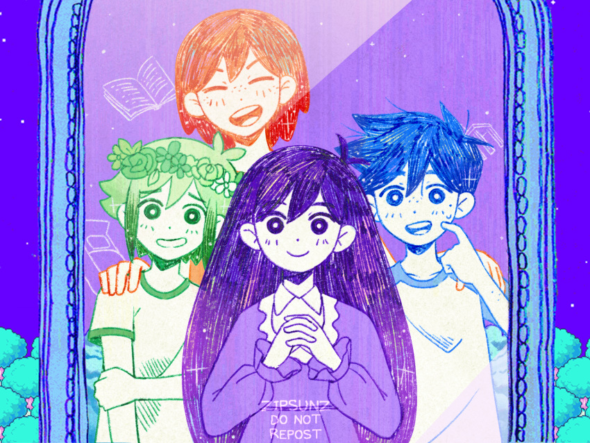 Safebooru - 1girl 3boys alternate costume alternate hair color ...