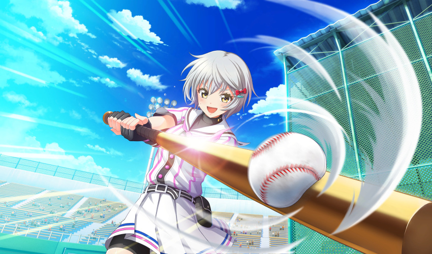 Safebooru - 1girl :d asahina iroha baseball baseball (object) baseball bat baseball mitt ...