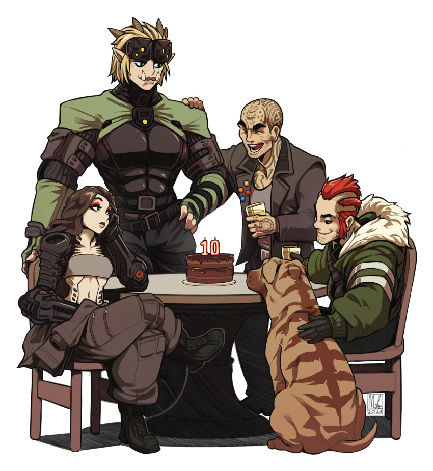 Safebooru - 2boys 2girls anniversary bald bandeau bigmsaxon black ...