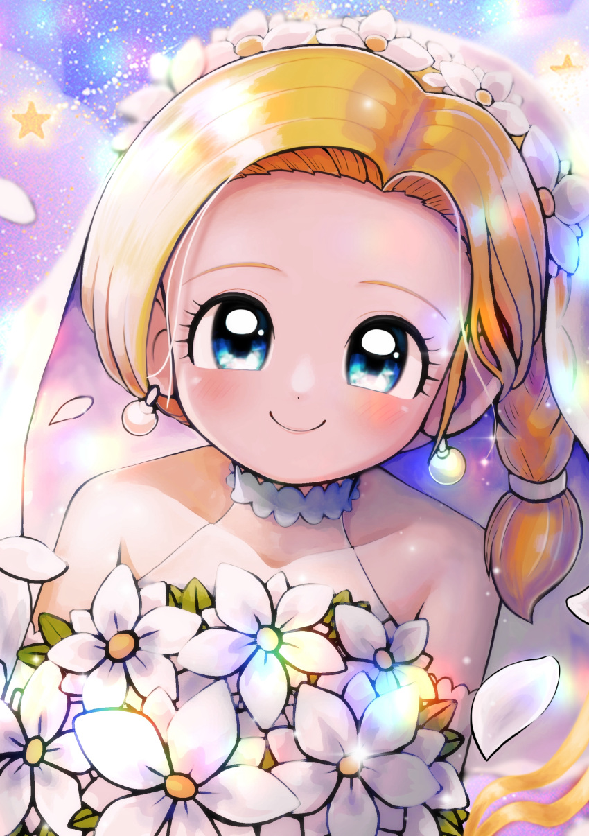 Safebooru - 1girl absurdres anniversary bare shoulders bianca (dq5) blonde hair blue eyes blush ...