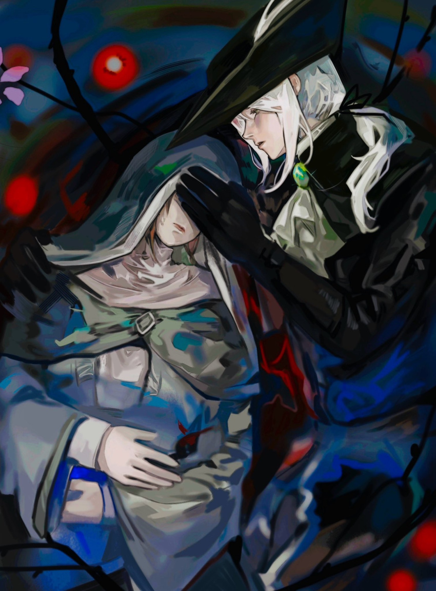 Safebooru - 2girls ascot blonde hair blood bloodborne blue eyes cape ...