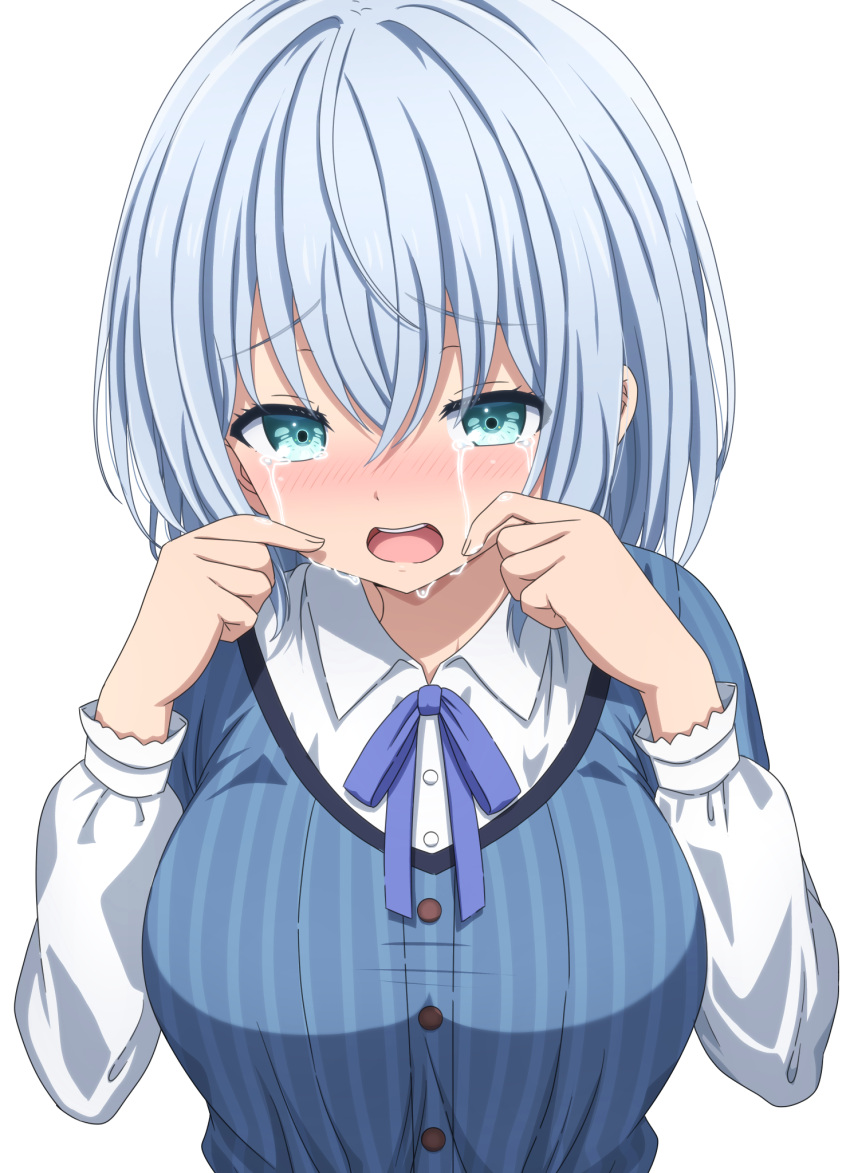 Safebooru - 1girl aqua eyes bang dream! blue shirt blush breasts buttons collared shirt ...