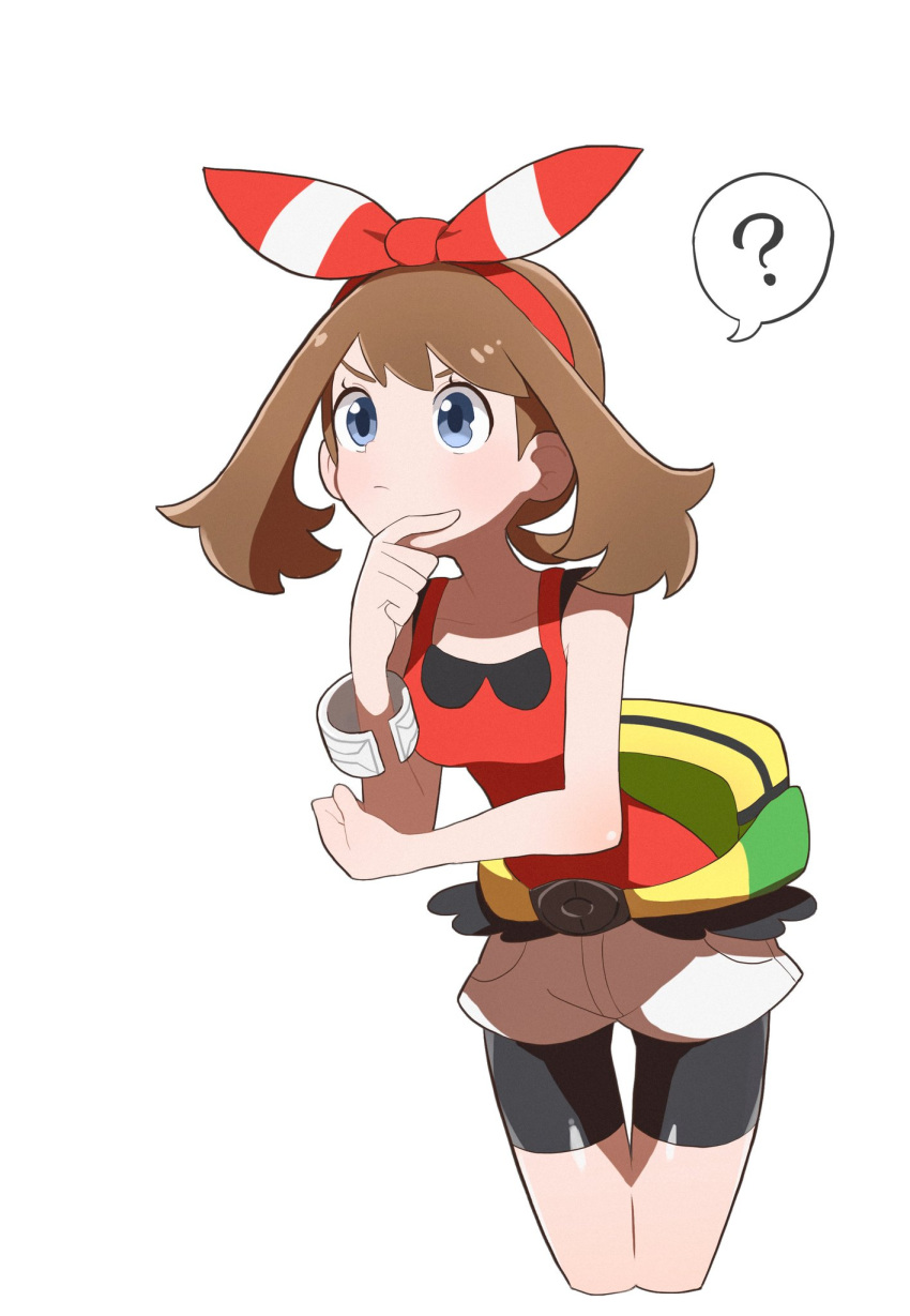 Safebooru - >:( 1girl ? baeming bare shoulders bike shorts bike shorts under shorts black shorts ...