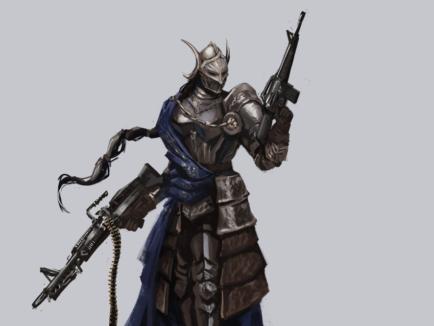 Safebooru - 1girl armor armored skirt asianfissureman assault rifle ...