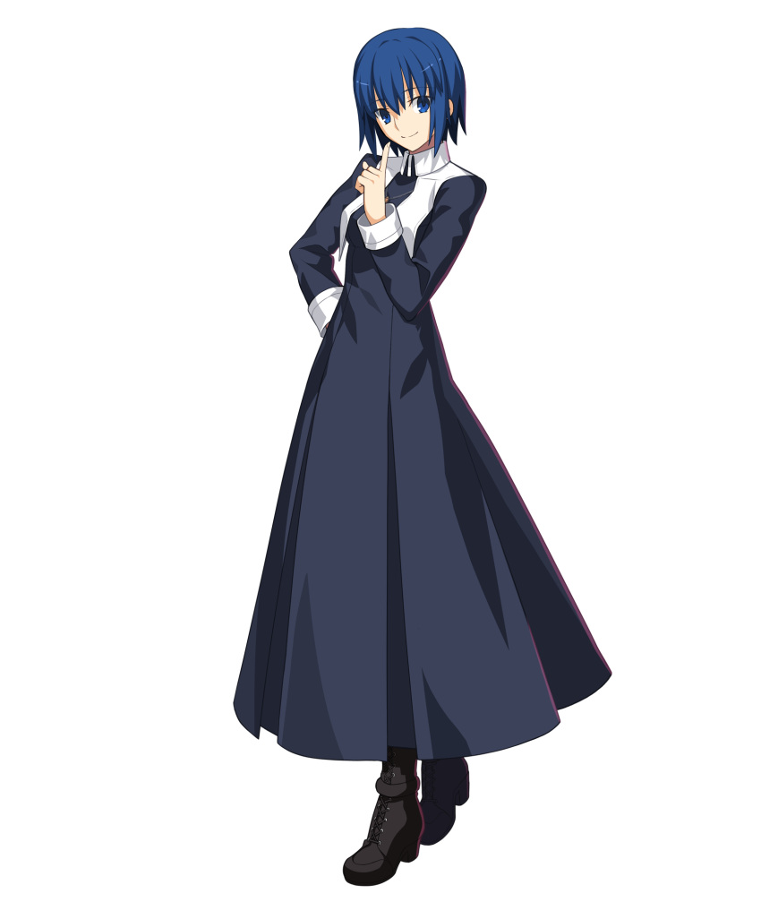 Safebooru - 1girl ahoge anime coloring black footwear black tunic blue ...