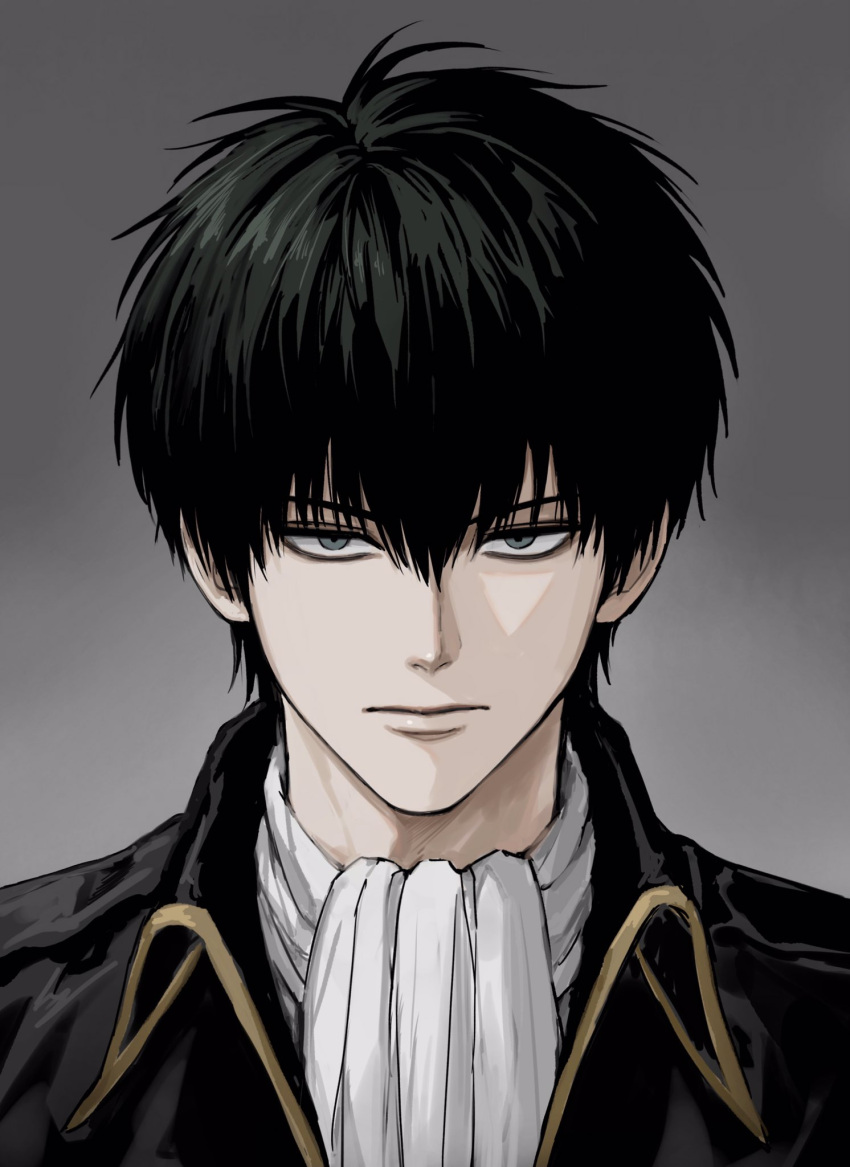 Safebooru - 1boy ascot black hair black jacket closed mouth collared jacket expressionless ...