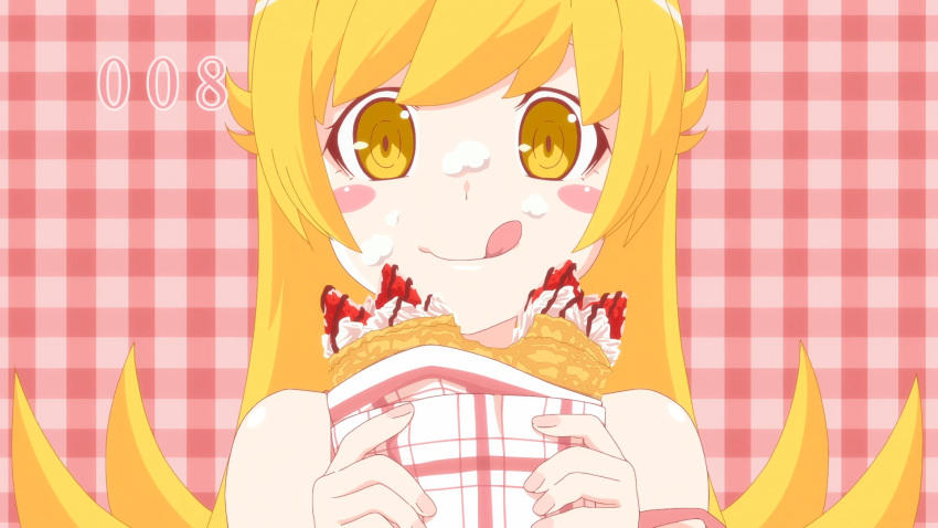 Safebooru - 1girl bakemonogatari blonde hair cake dessert doughnut ...