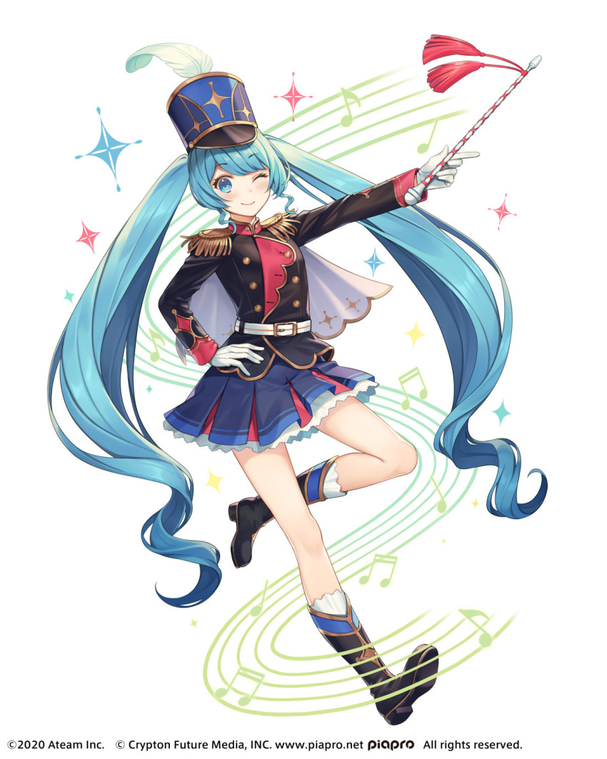 Safebooru - 1girl ;) aqua eyes aqua hair belt black coat black footwear ...