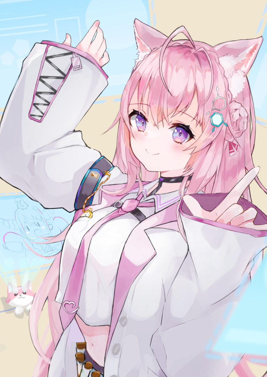 Safebooru - 1girl absurdres animal ear fluff animal ears antenna hair chankuro coat collared ...