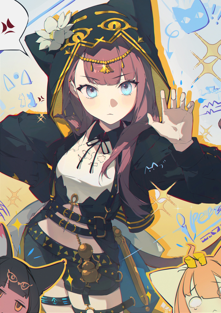 Safebooru - 1girl 3girls absurdres animal ears arknights black hair ...