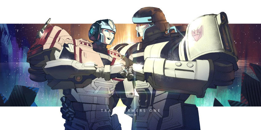 Safebooru - 2boys blue eyes d-16 (transformers one) fist bump glowing ...