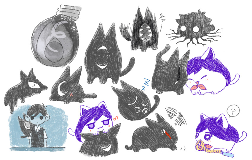 Safebooru - 1boy :3 ? animalization black eyes black hair black sweater ...