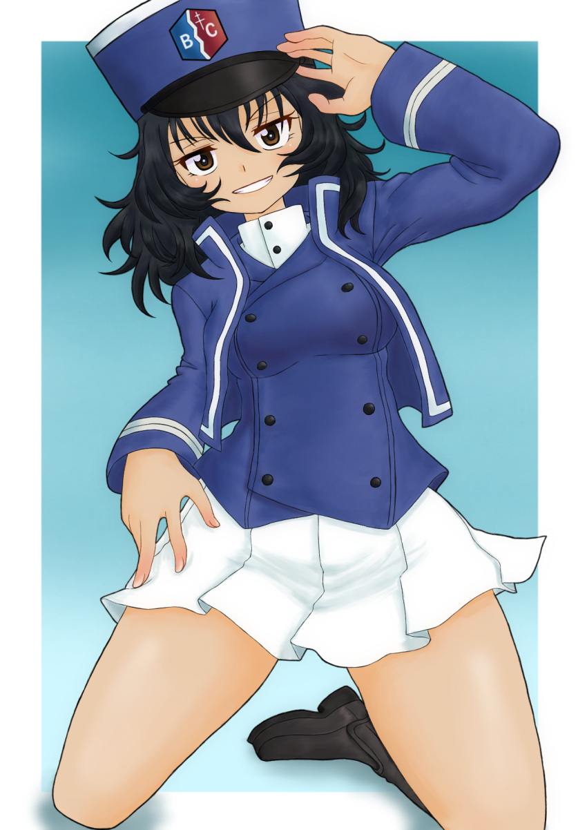 Safebooru - 1girl adjusting clothes adjusting headwear amanone yun andou (girls und panzer) bc ...