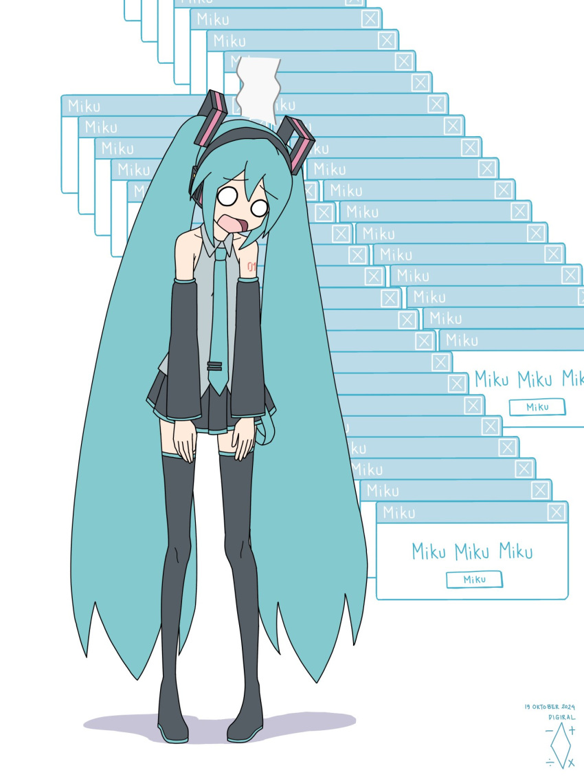 Safebooru - 1girl aqua hair artist logo artist name black footwear ...