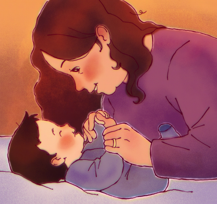 Safebooru - 1boy 1girl aged down baby black hair brown eyes brown hair clark kent closed eyes d ...
