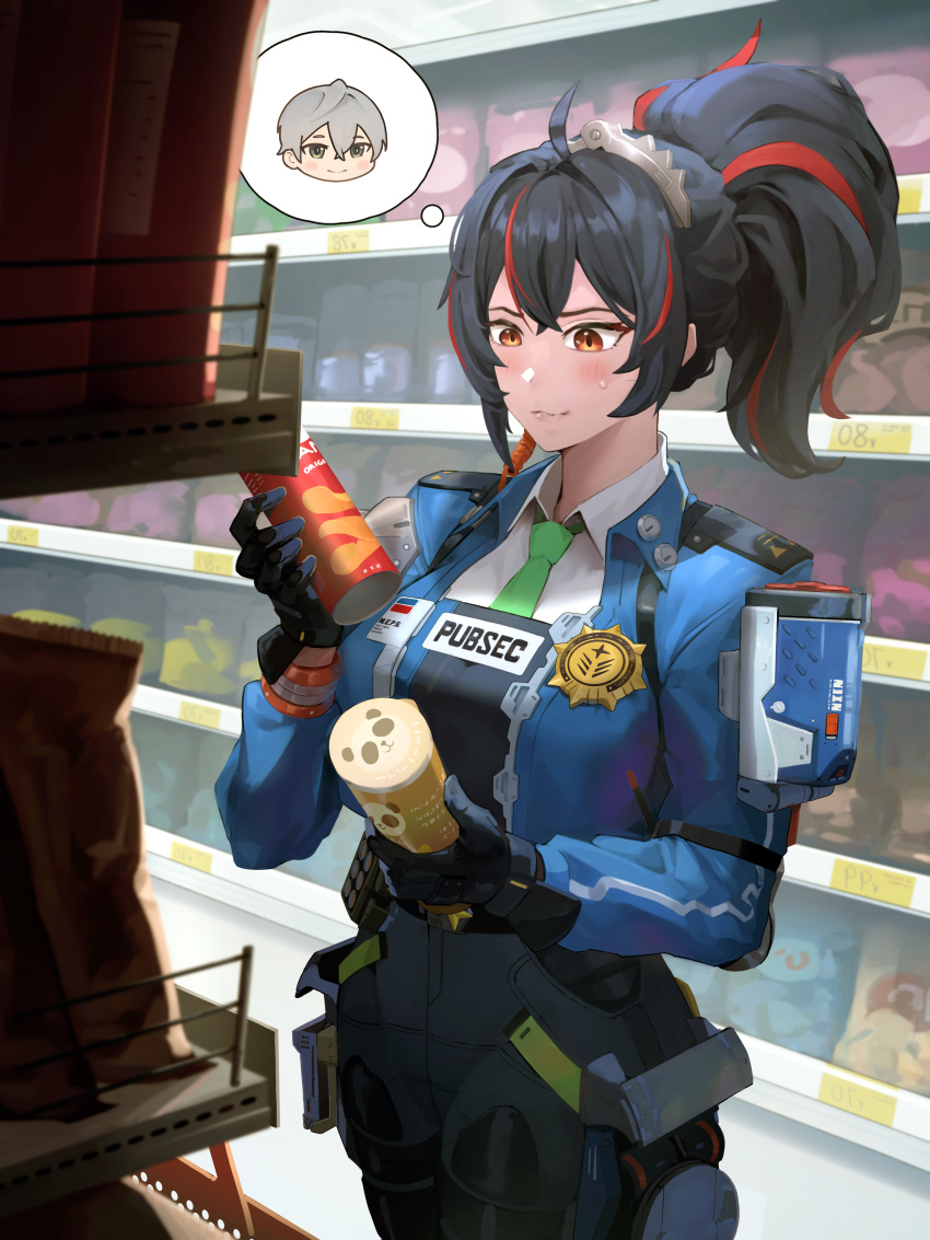 Safebooru - 1girl absurdres black gloves black hair black pants blue jacket blush breasts can ...