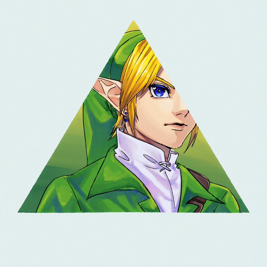 Safebooru - 1boy belt blonde hair blue eyes brown belt closed mouth commentary earrings green ...