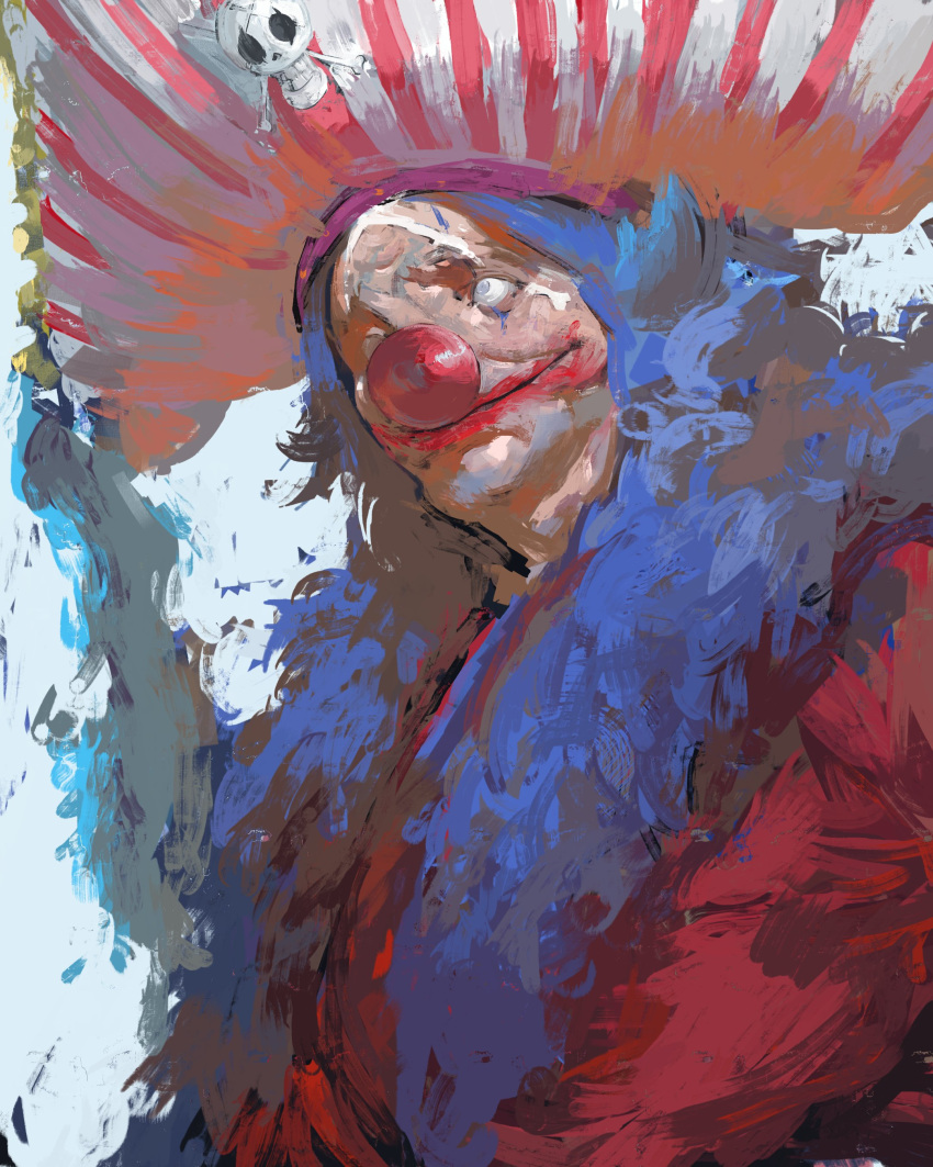 Safebooru - 1boy absurdres blue hair buggy the clown coat hashtag-only ...