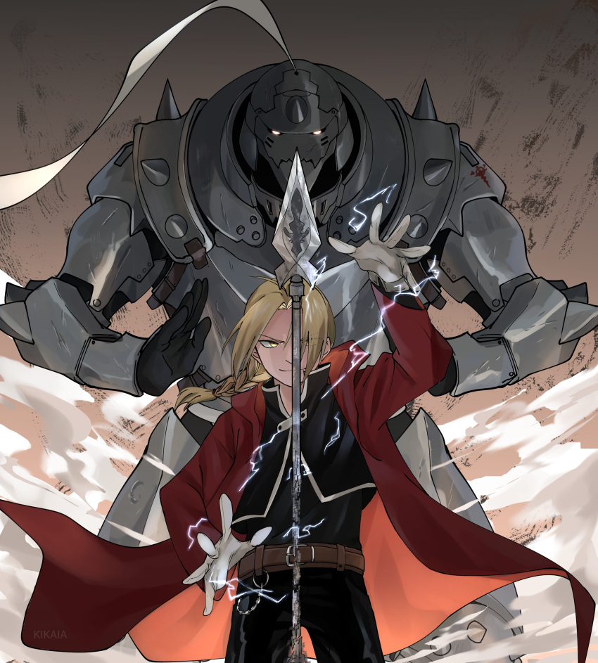 Safebooru - 2boys 2others absurdres alphonse elric armor belt blonde hair braid braided ponytail ...