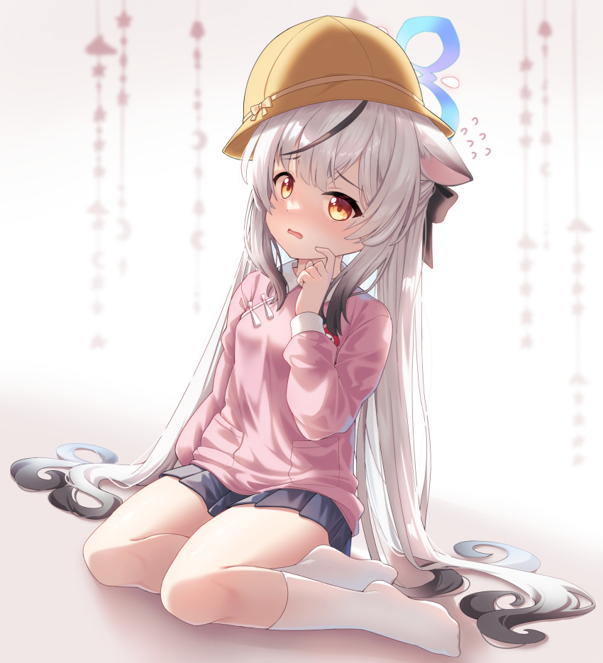 Safebooru - 1girl absurdres animal ears black skirt blue archive blush brown eyes finger to ...