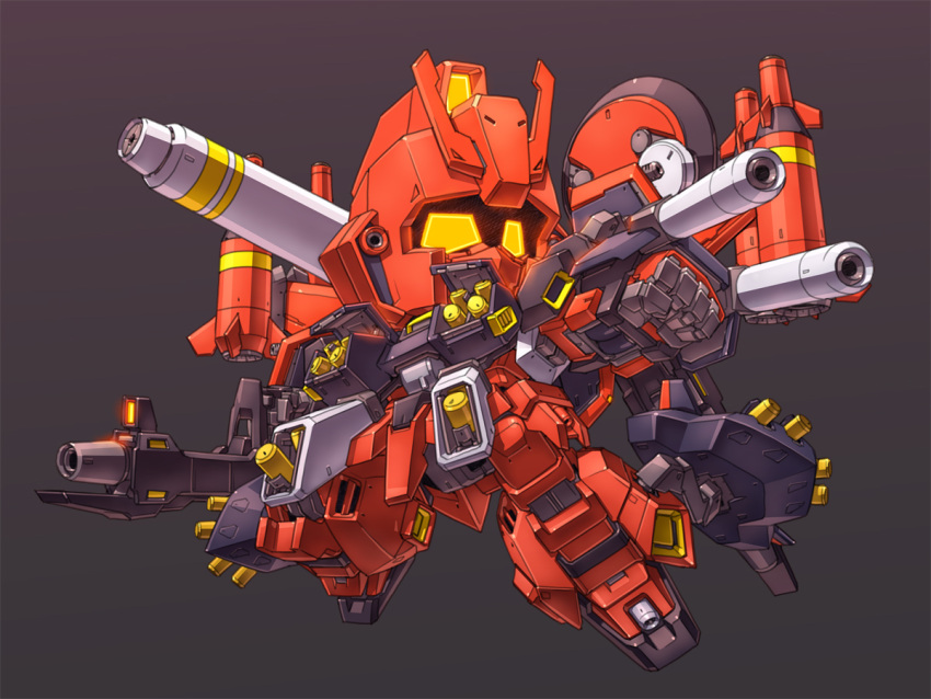 Safebooru - armor beam cannon beam rifle black background chibi double ...