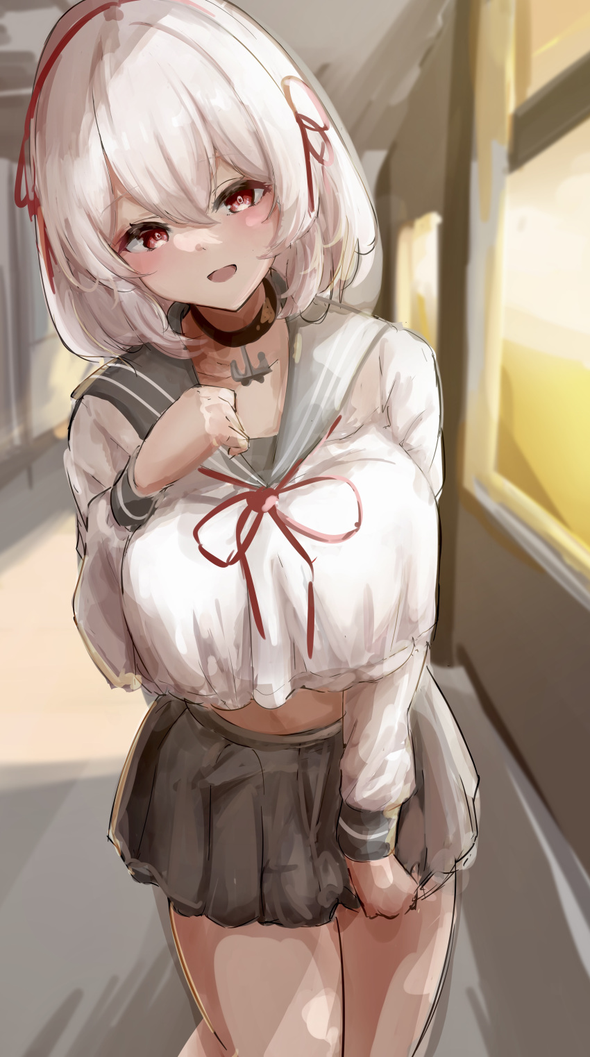 Safebooru - 1girl absurdres anchor choker azur lane blush bow breast curtains breasts choker ...