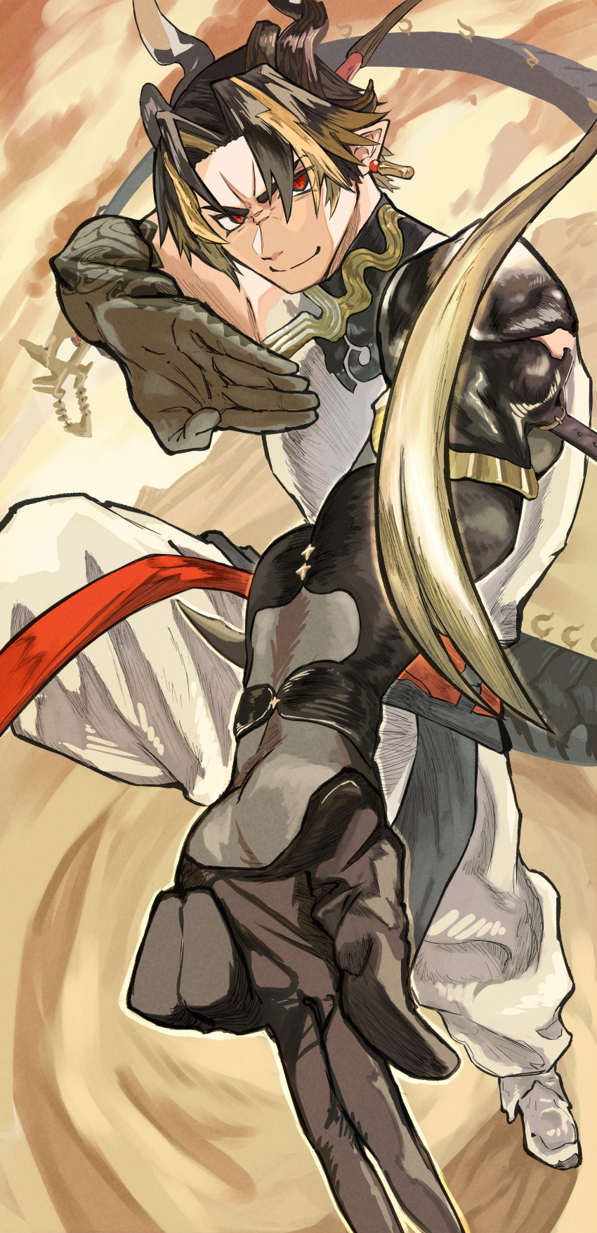 Safebooru - 1boy absurdres arknights armor black hair blonde hair chong yue (arknights ...