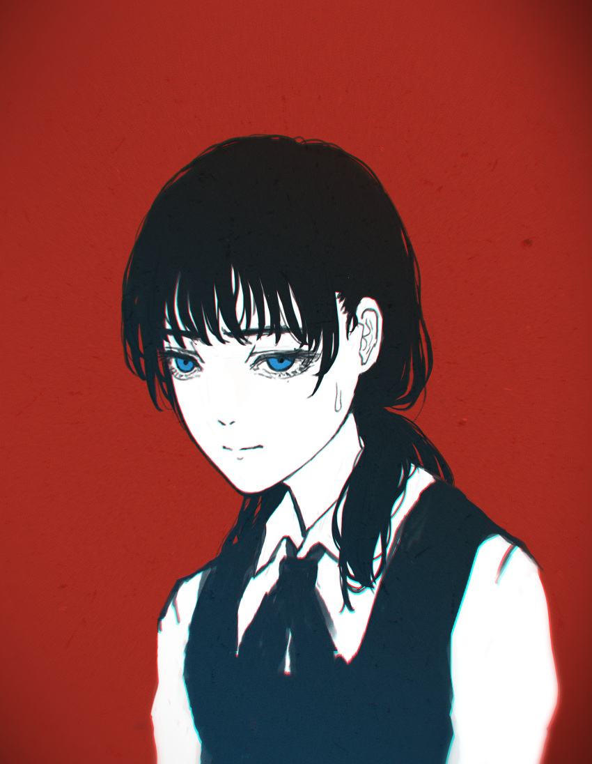 Safebooru - 1girl absurdres black dress black hair black ribbon blue eyes chainsaw man dress ...