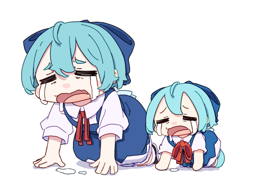 Safebooru - 1girl absurdres all fours blue bow blue dress blue hair bow ...