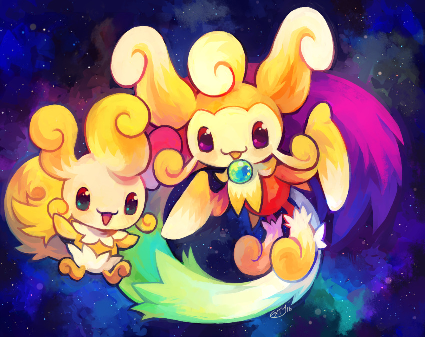 Safebooru - 2others elebits extyrannomon floating gem highres multiple others open mouth pearl ...