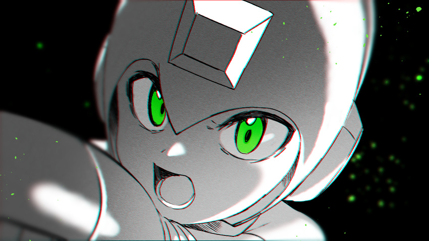 Safebooru - 1boy arm cannon black background chromatic aberration green ...