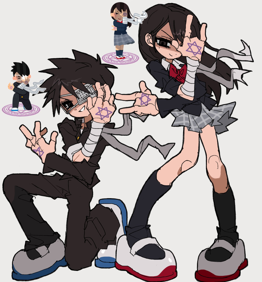 Safebooru - 1boy 1girl \n/ bandaged arm bandages black hair black jacket blazer chuunibyou ...