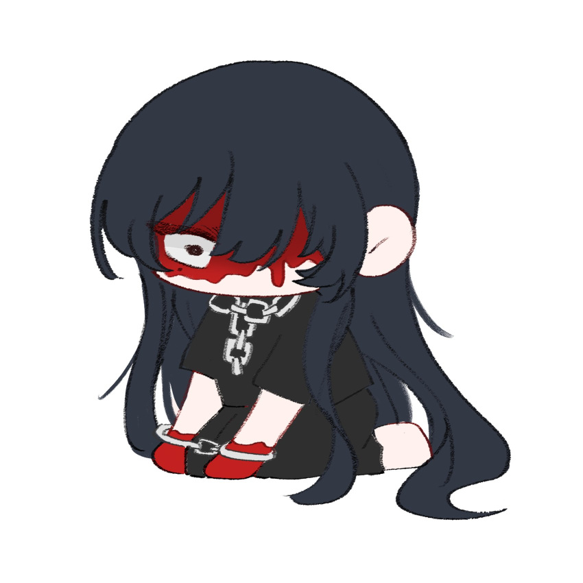 Safebooru - 1girl ado (utaite) black hair black shirt black skirt blood ...