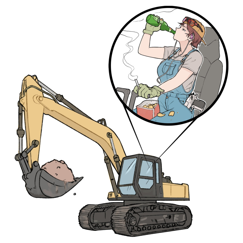 Safebooru - 1girl alcohol backwards hat baseball cap beer beer bottle ...