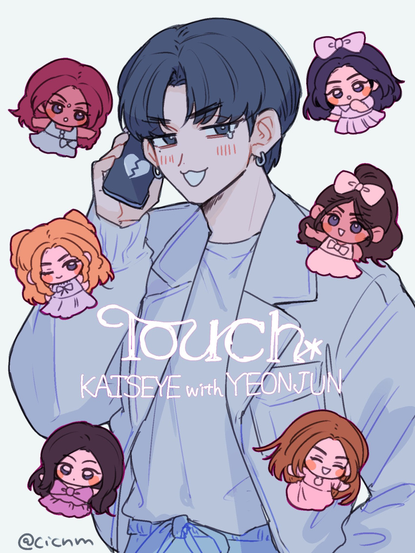 Safebooru - 1boy 6+girls :3 animification black hair blonde hair bow ...