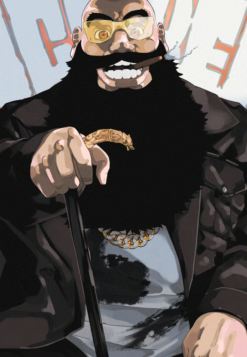 Safebooru - 1boy absurdres bald beard black jacket bleach bleach ...