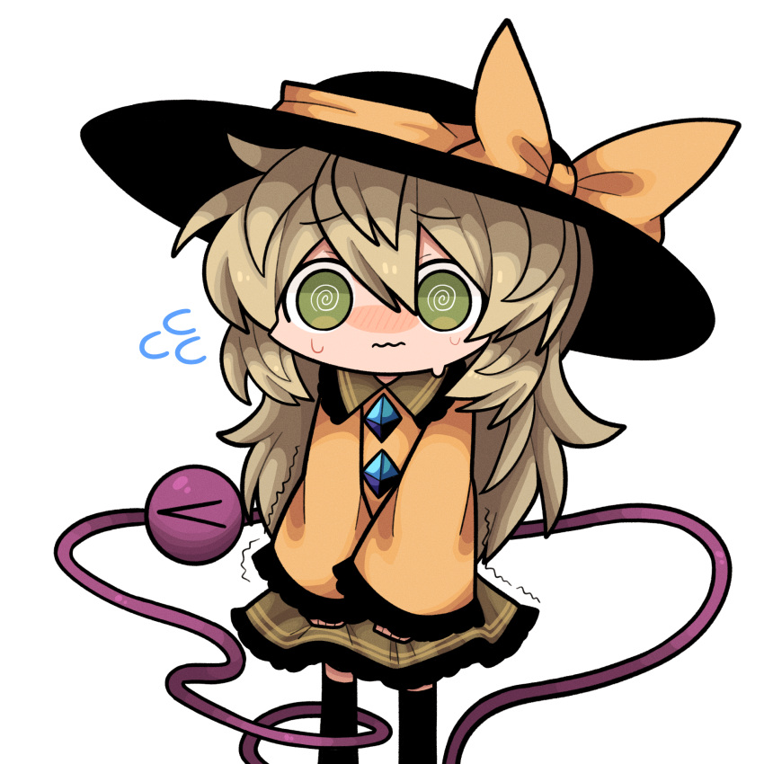 Safebooru - 1girl @ @ black hat black thighhighs bow chibi chibi only ...