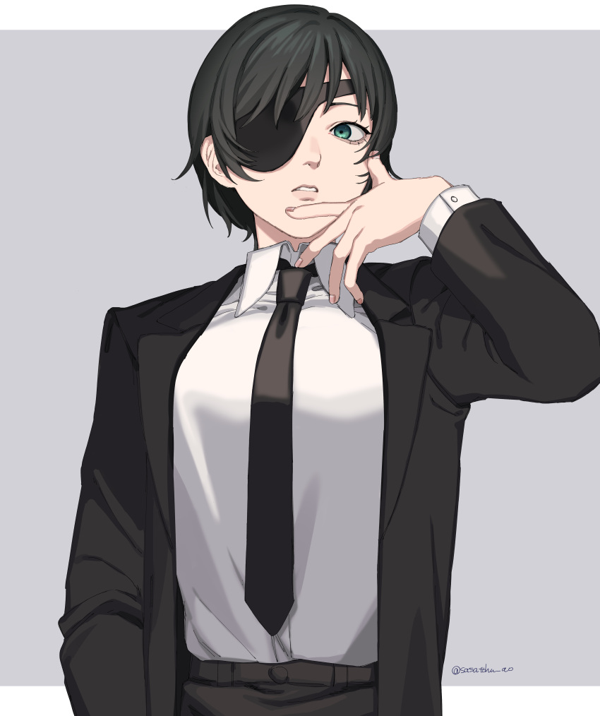 Safebooru - 1girl absurdres black coat black hair black necktie black pants chainsaw man coat ...