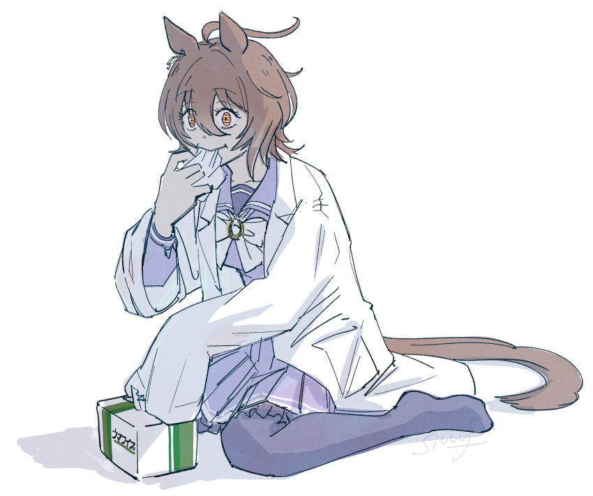 Safebooru - 1girl :t agnes tachyon (umamusume) ahoge animal ears blank eyes bow bowtie brown ...