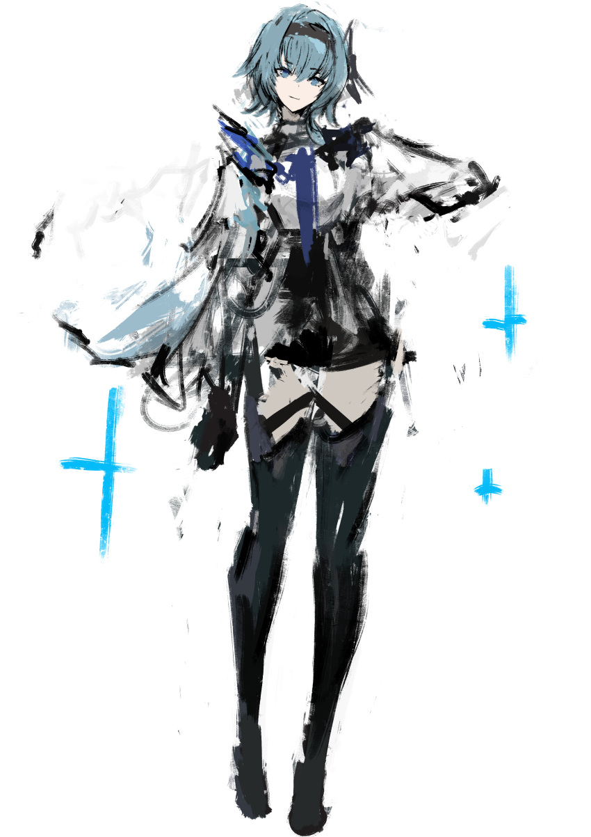 Safebooru - 1girl absurdres black footwear black shorts blue eyes blue hair boots eula (genshin ...